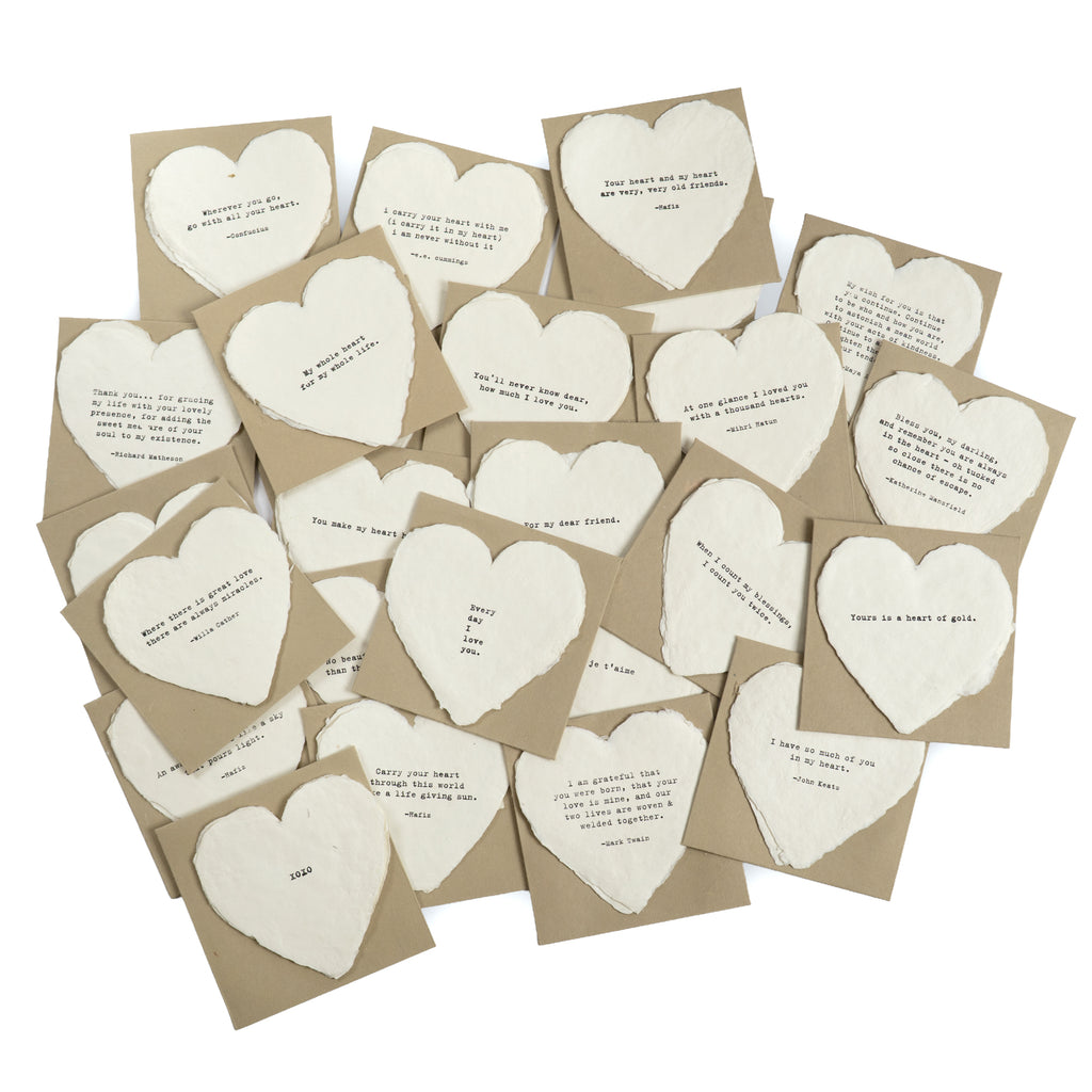 Mini Deckled Heart Shaped Cards with Envelope (Assorted Set of 100 ...