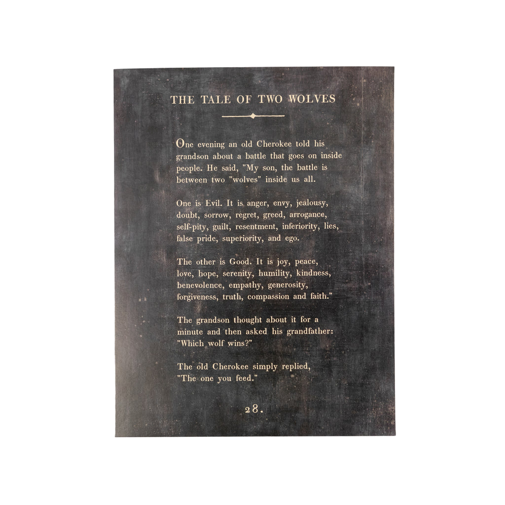 12"x16" Tale of two Wolves Book Collection Art Poster - Charcoal ...