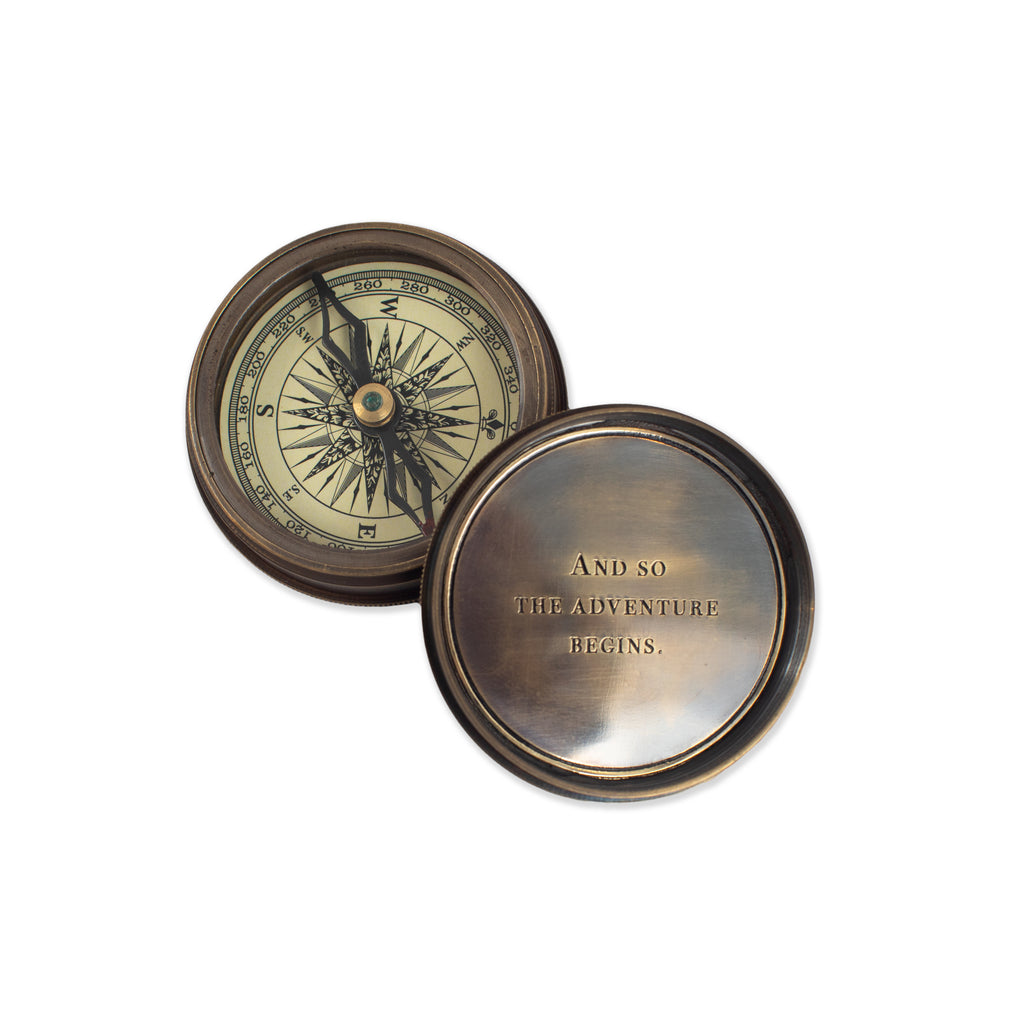 And So The Adventure Begins Compass with Leather Pouch – Sugarboo & Co ...