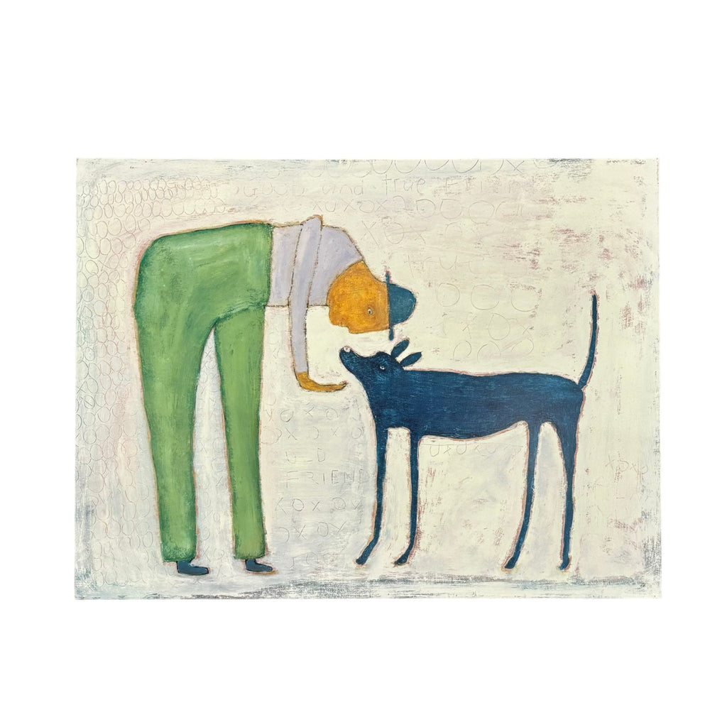 16"x12" Man With Dog Art Poster – Sugarboo & Co Wholesale