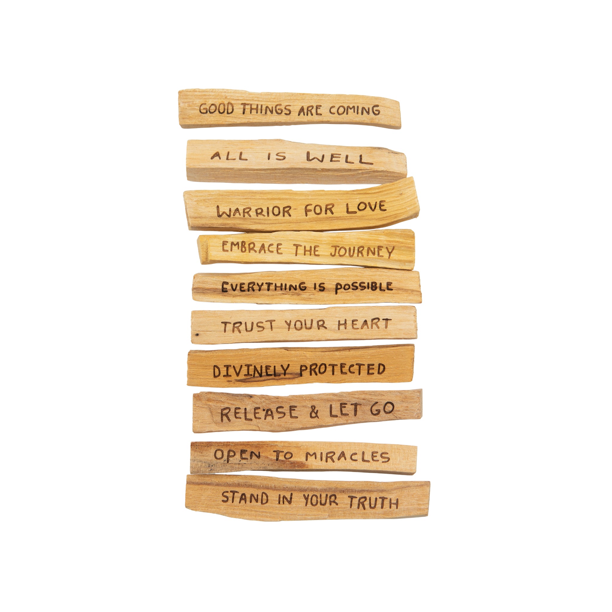 Palo Santo Wood with Sayings- Set of 50 – Sugarboo & Co Wholesale