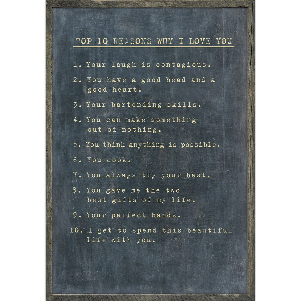 Top 10 Reasons I Love You (Grey Wood) - Art Print – Sugarboo & Co Wholesale
