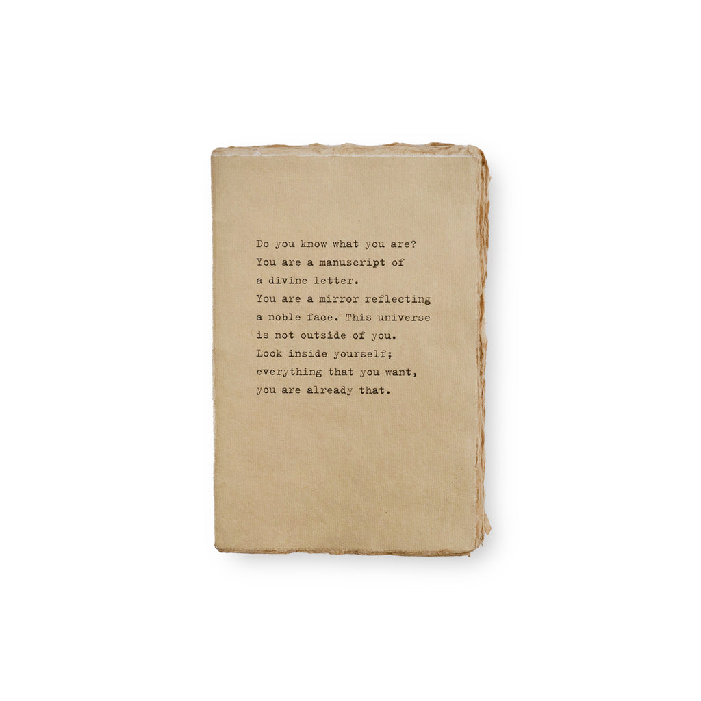 Medium Do You Know (Rumi) Deckled Edge Notebook 4"x6" - Sand – Sugarboo ...