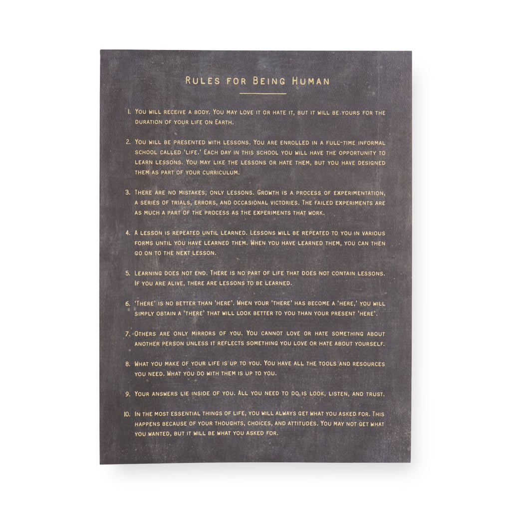 12"x16" Rules for Being Human Art Poster-Charcoal – Sugarboo & Co Wholesale