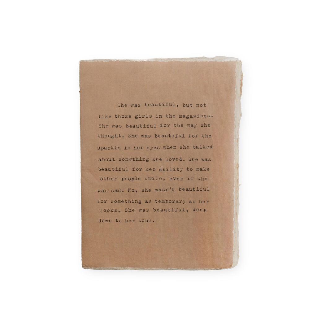 Large She Was Beautiful Deckled Edge Notebook 6"x8" - Clay – Sugarboo ...