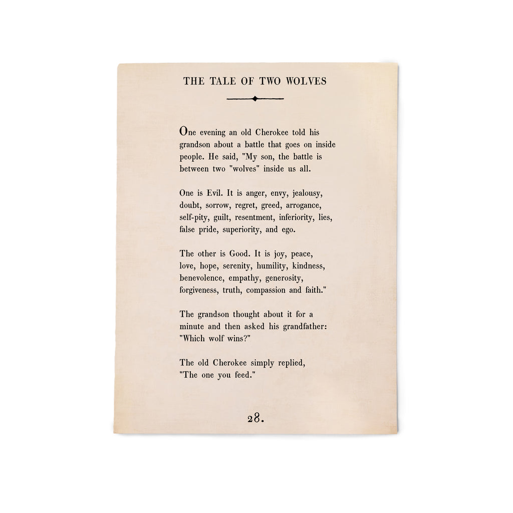 12"x16" Tale Of Two Wolves Book Collection Art Poster - Cream ...