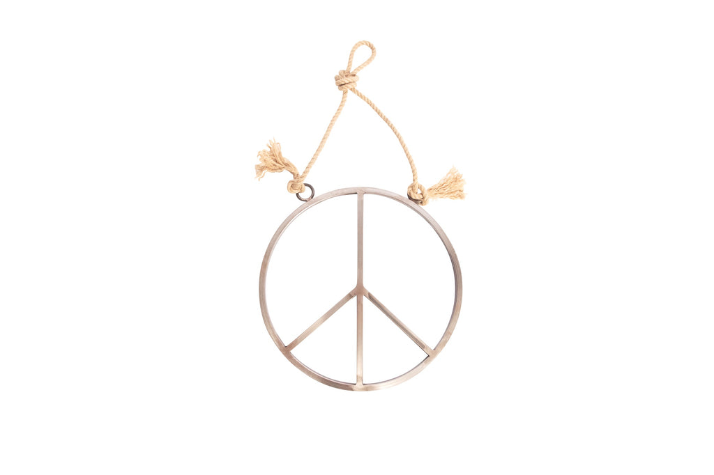 Small Hanging Metal & Jute Peace Sign – Sugarboo & Co Wholesale